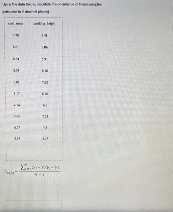 Solved Using the data below, calculate the covariance of | Chegg.com