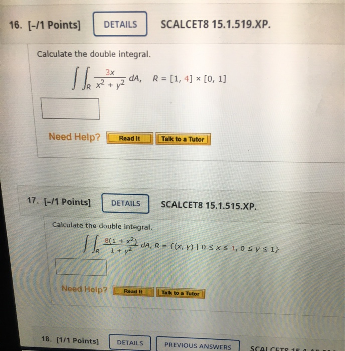 Solved 16. [-/1 Points] DETAILS SCALCET8 15.1.519.XP. | Chegg.com