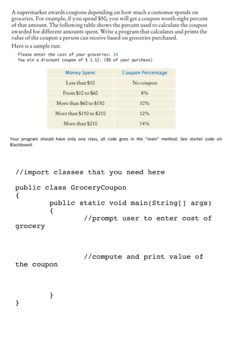 Solved A supermarket awards coupons depending on how much a | Chegg.com