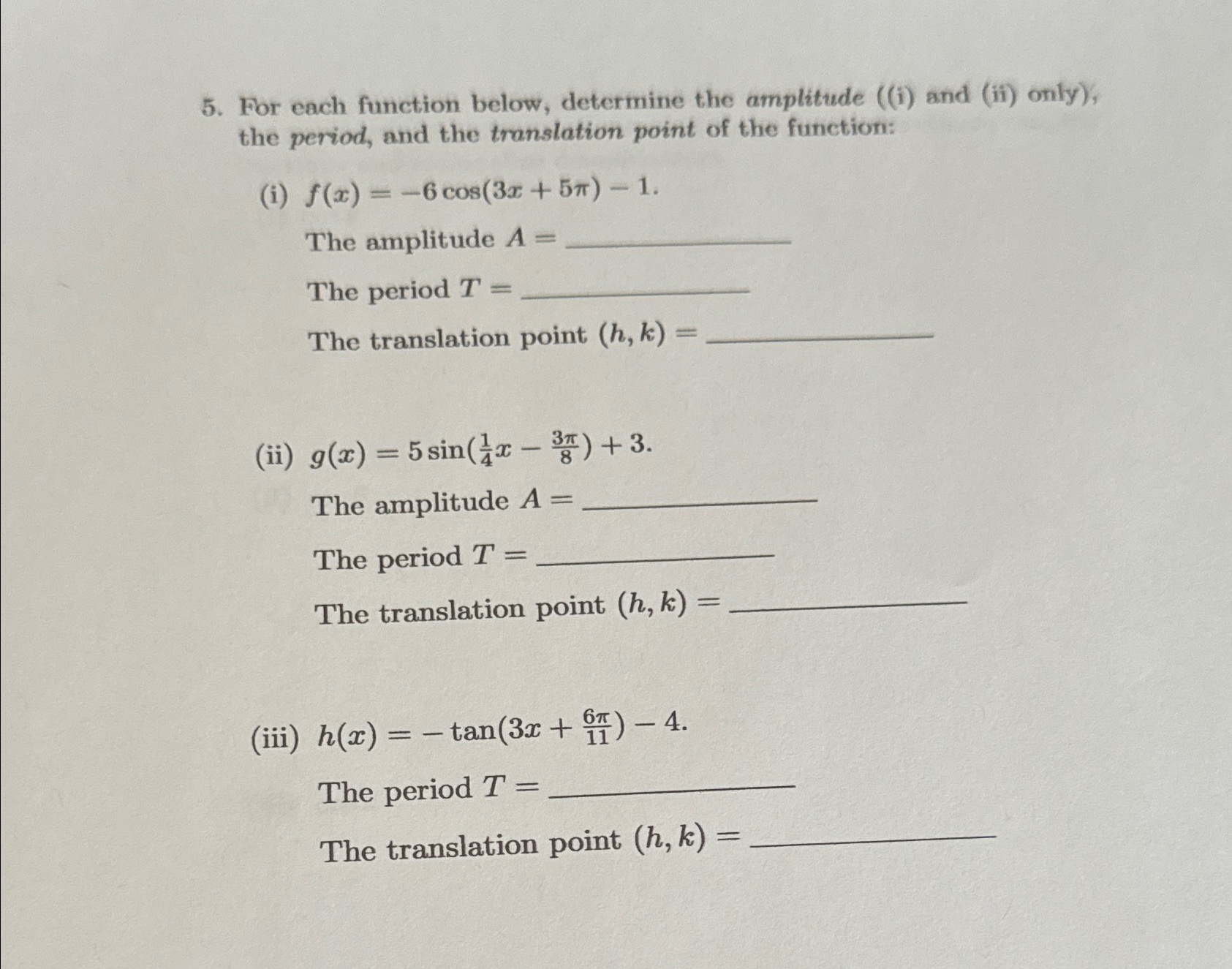 Solved Please show all work!For each function below, | Chegg.com