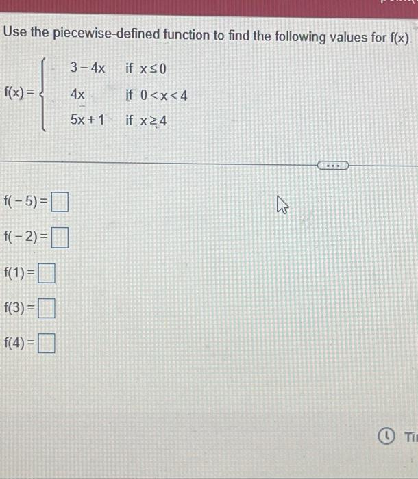 Solved Use the piecewise-defined function to find the | Chegg.com