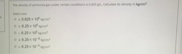 Solved The density of ammonia gas under certain conditions | Chegg.com