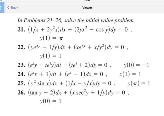 Solved In Problems 21-26, solve the initial value problem. | Chegg.com