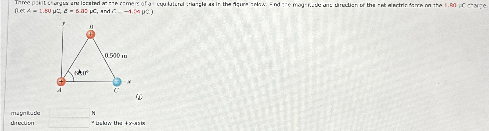Solved Three point charges are located at the corners of an | Chegg.com