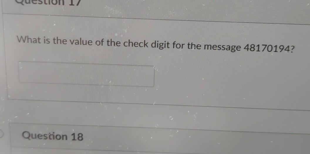 Solved What is the value of the check digit for the message | Chegg.com