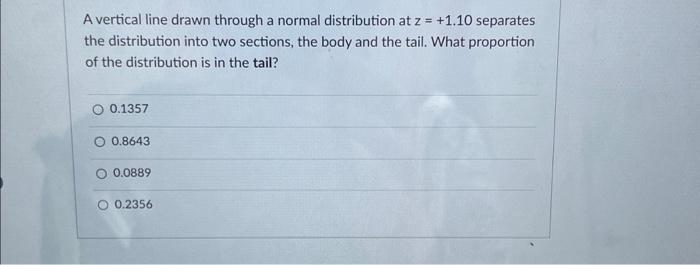 Solved A vertical line drawn through a normal distribution | Chegg.com