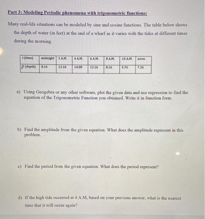 Solved Part 3: Modeling Periodic phenomena with | Chegg.com
