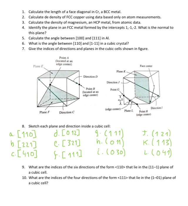 Solved 1. Calculate the length of a face diagonal in Cr, a | Chegg.com