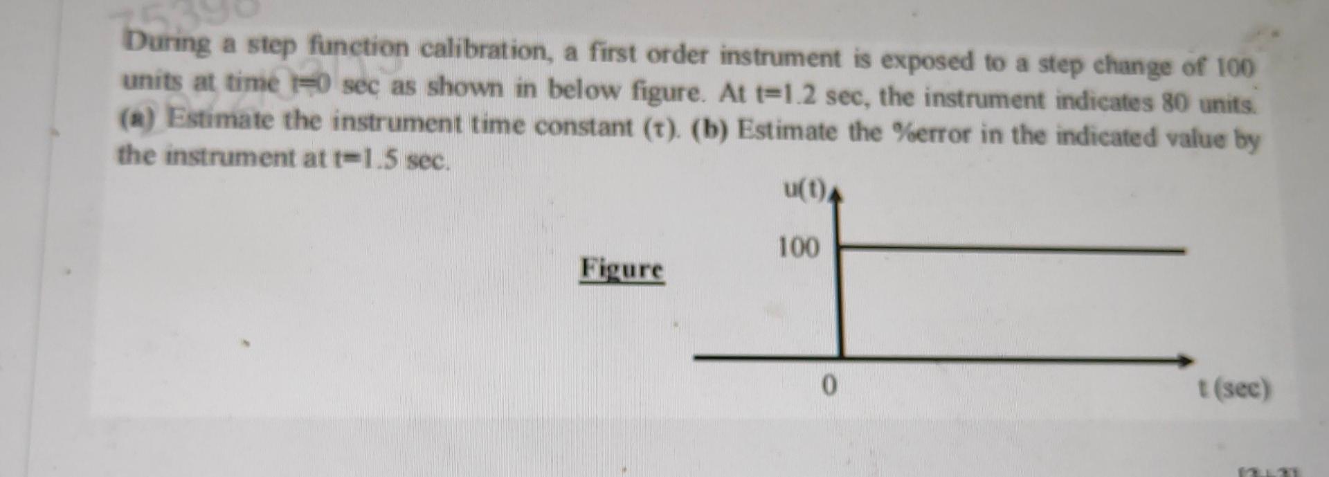Solved During a step function calibration, a first order | Chegg.com