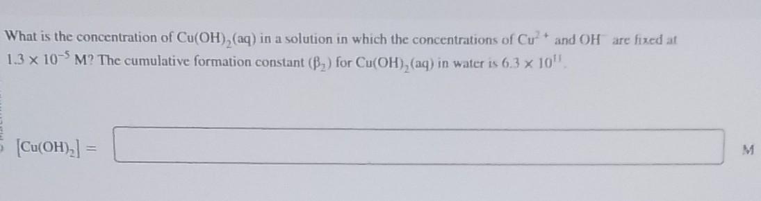 Solved What is the concentration of Cu(OH)2(aq) in a | Chegg.com