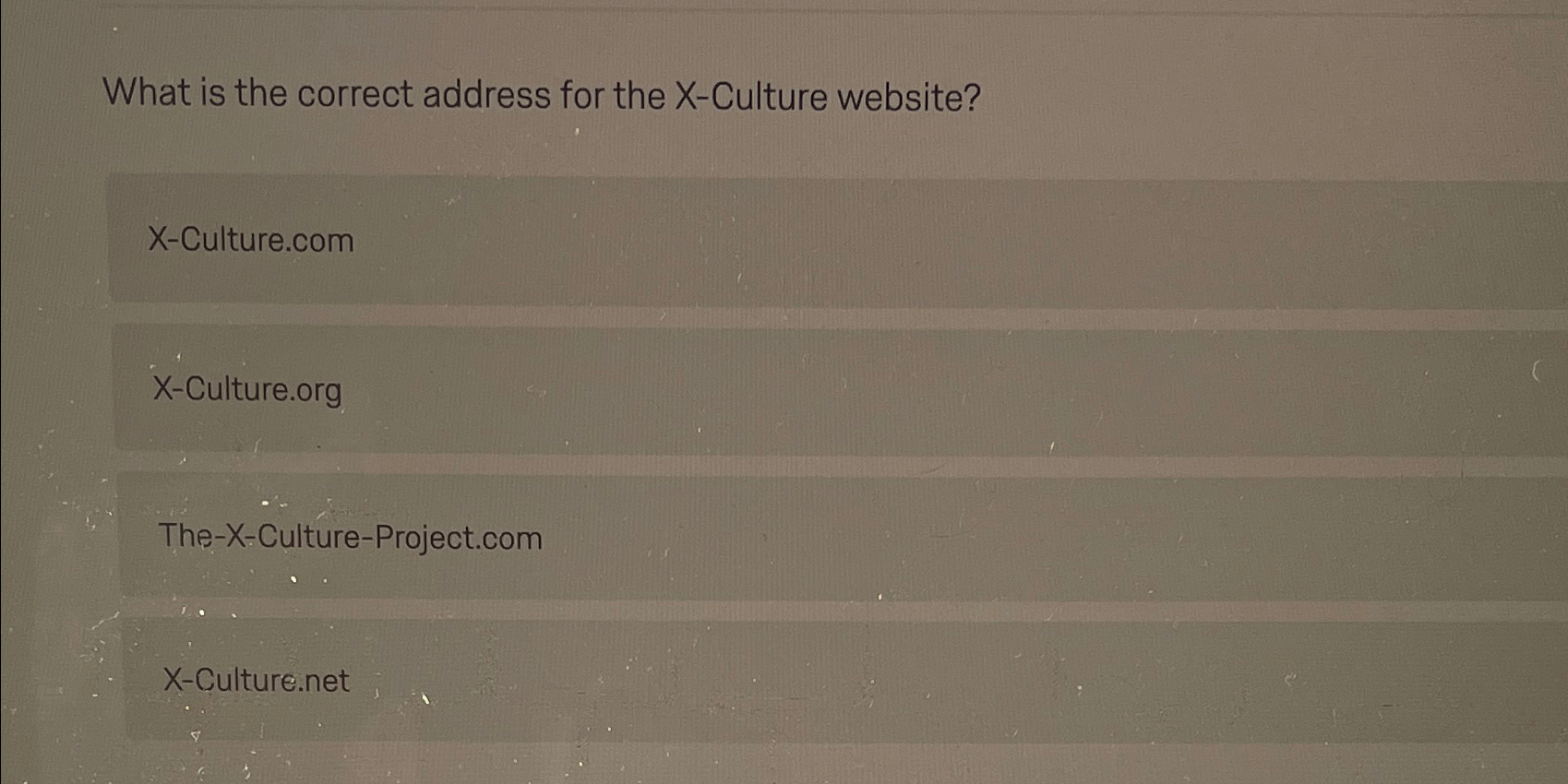 Solved What is the correct address for the X-Culture | Chegg.com