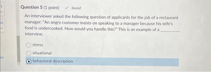 Solved An interviewer asked the following question of | Chegg.com