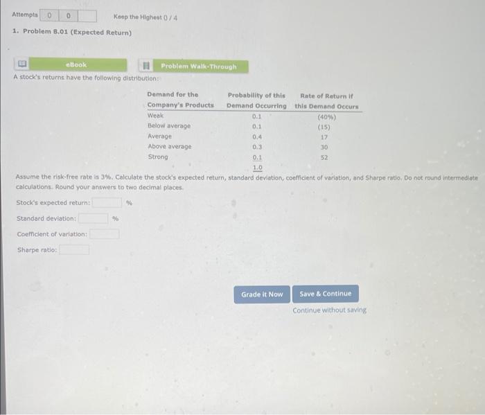 Solved Attempts D 0 Keep the Highest 0/4 1. Problem 8.01 | Chegg.com