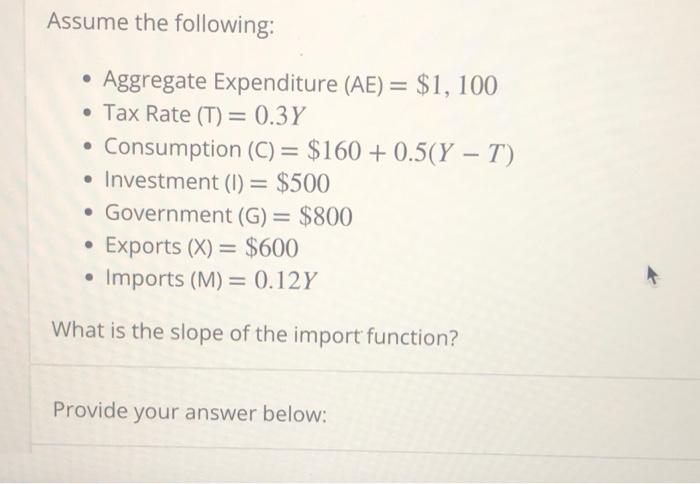 Solved Assume the following: - Aggregate Expenditure | Chegg.com