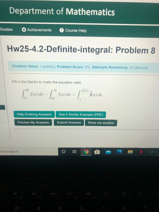 Solved Department of Mathematics Srades Achievements Course | Chegg.com
