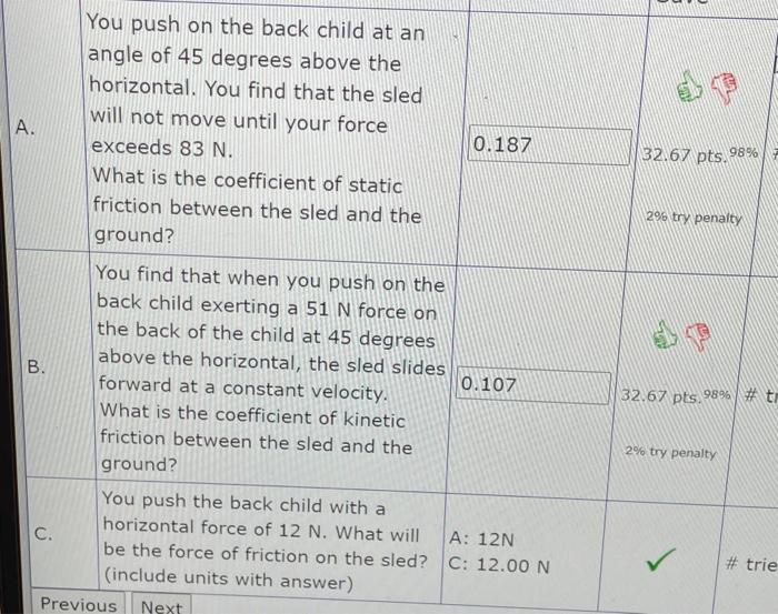 Solved You push on the back child at an angle of 45 degrees | Chegg.com