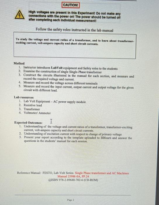 Solved ELE 2314 Principle of Machines and Power Lab Report | Chegg.com