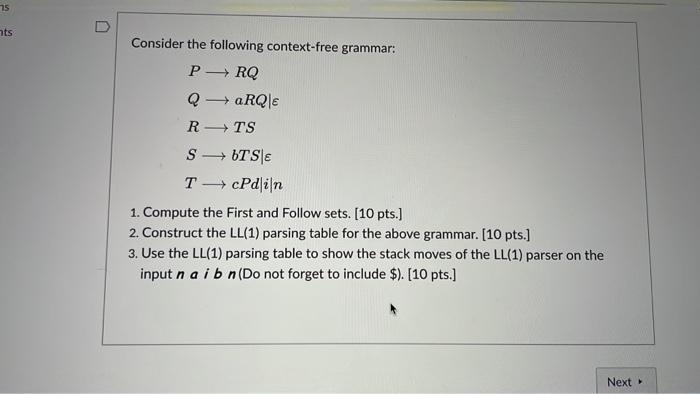 Solved Consider the following context-free grammar: | Chegg.com
