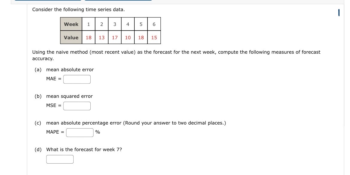 1 ﻿Consider the following time series | Chegg.com