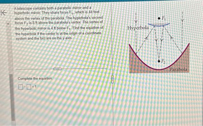 Solved K A telescope contains both a parabolic mirror and a | Chegg.com