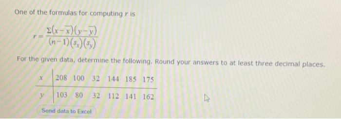 Solved One of the formulas for computing r is | Chegg.com