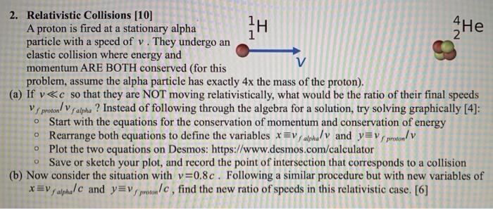 Solved не 2. Relativistic Collisions [10] A proton is fired | Chegg.com