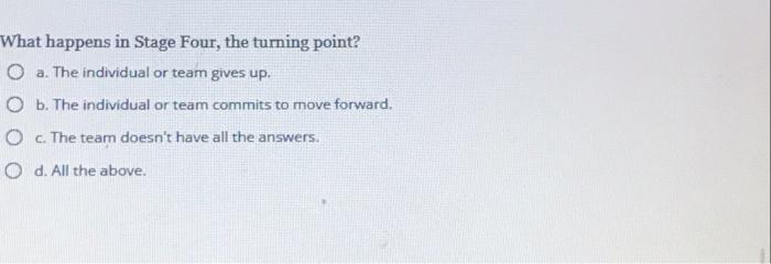 Solved What happens in Stage Four, the turning point? a. The | Chegg.com