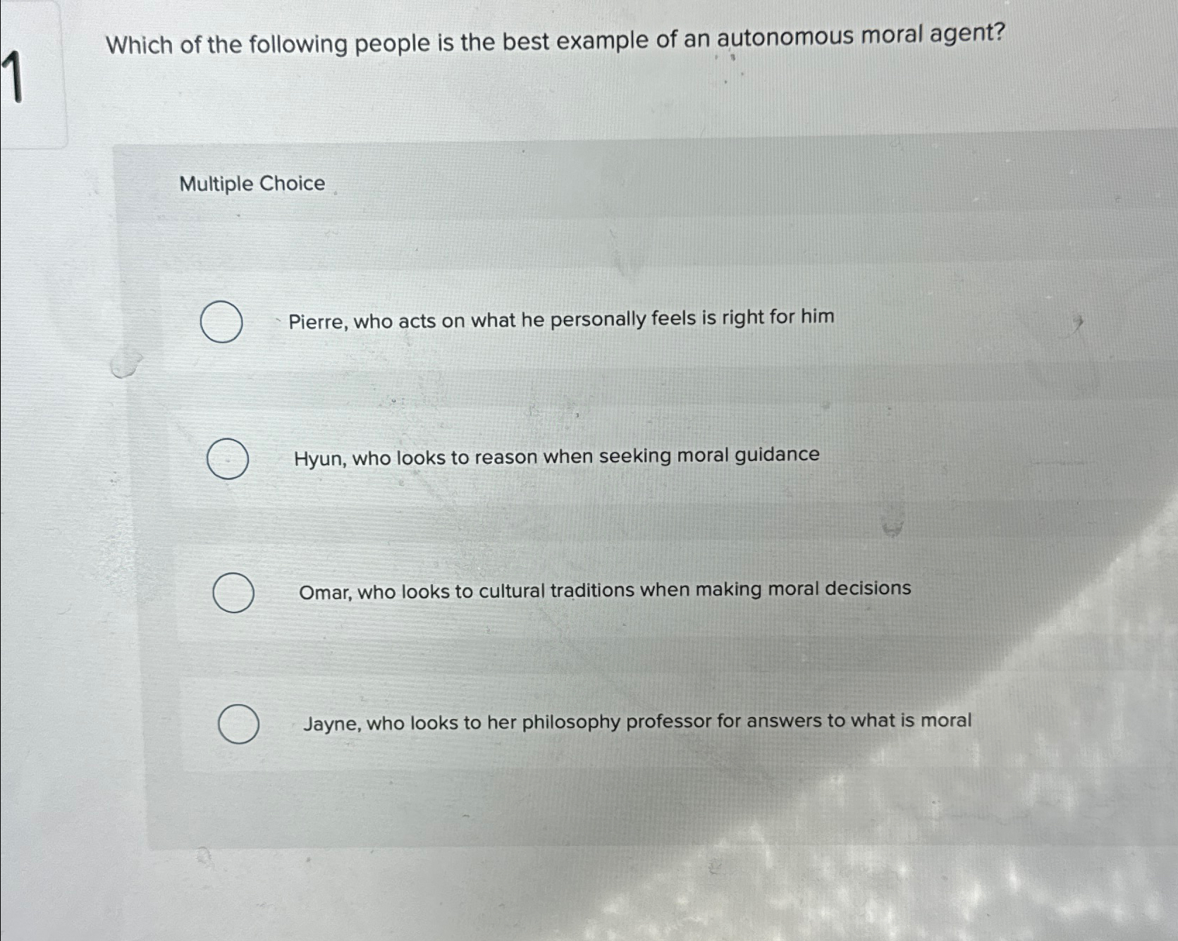 Solved Which of the following people is the best example of | Chegg.com