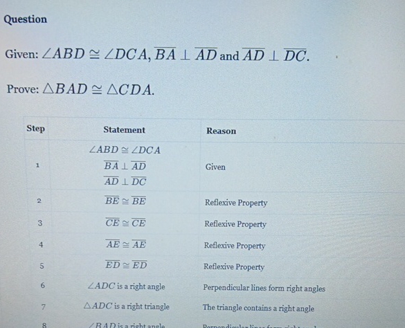 Solved given angle abd is congruent to angle dca and line ba | Chegg.com