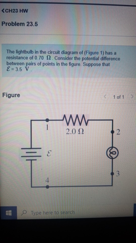 Solved (CH23 HW Problem 23.5 The lightbulb in the circuit | Chegg.com