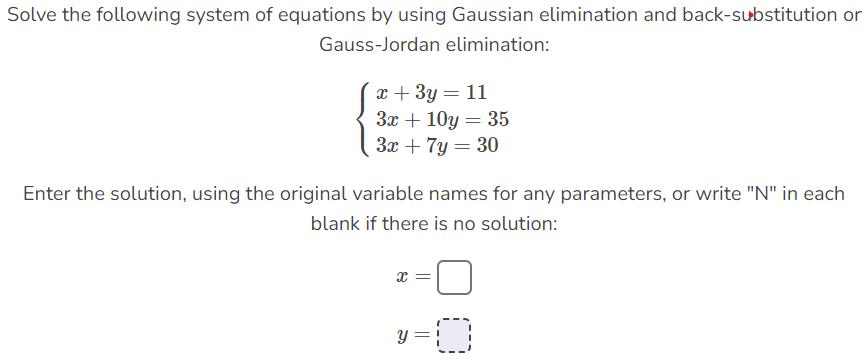 Solved Solve the following system of equations by using | Chegg.com