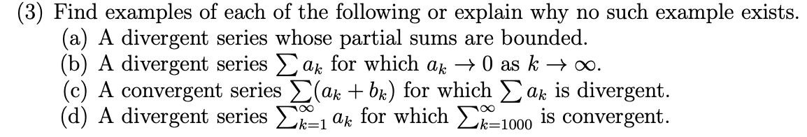 Solved (3) ﻿Find examples of each of the following or | Chegg.com