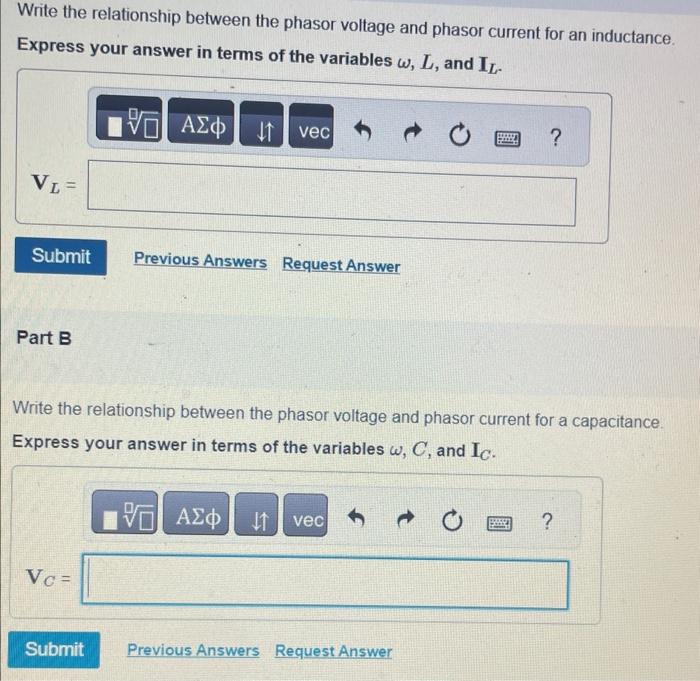 Solved Write the relationship between the phasor voltage and | Chegg.com