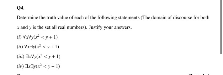Solved Q4.Determine the truth value of each of the following | Chegg.com