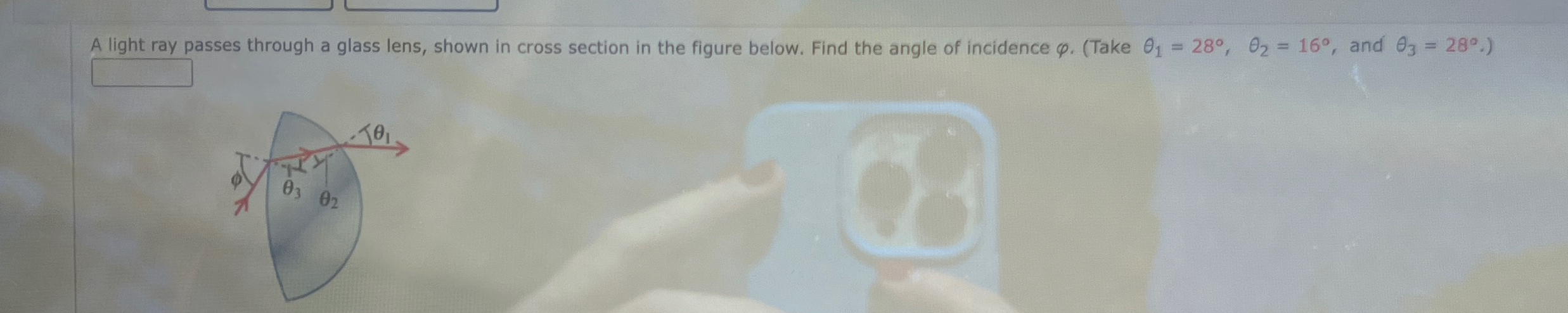 Solved A light ray passes through a glass lens, shown in | Chegg.com