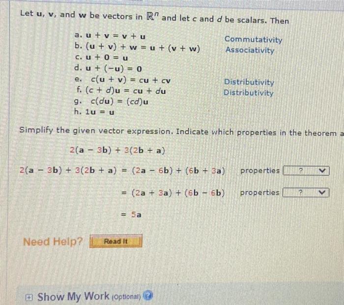 Solved Let u, v, and w be vectors in Rr and let c and d be | Chegg.com Solved Let u, v, and w be vectors in Rr and let c and d be | Chegg.com