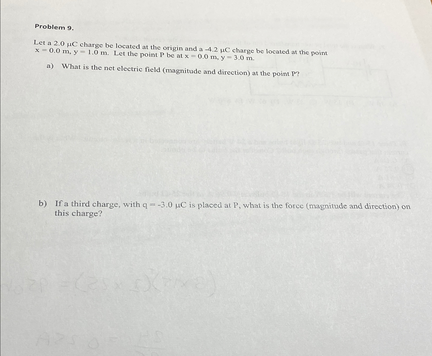 Solved Problem 9.Let a 2.0μC ﻿charge be located at the | Chegg.com