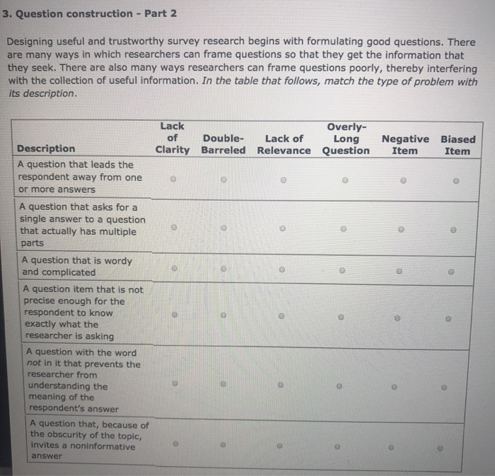 3. Question construction Part 2 Designing useful and | Chegg.com