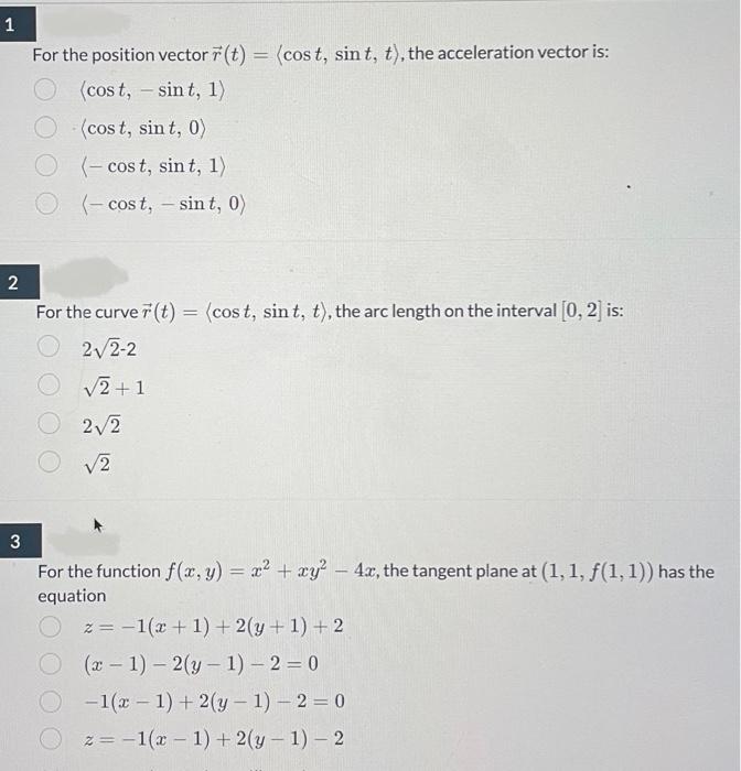 Solved For the position vector \\( \\vec{r}(t)=\\langle\\cos | Chegg.com