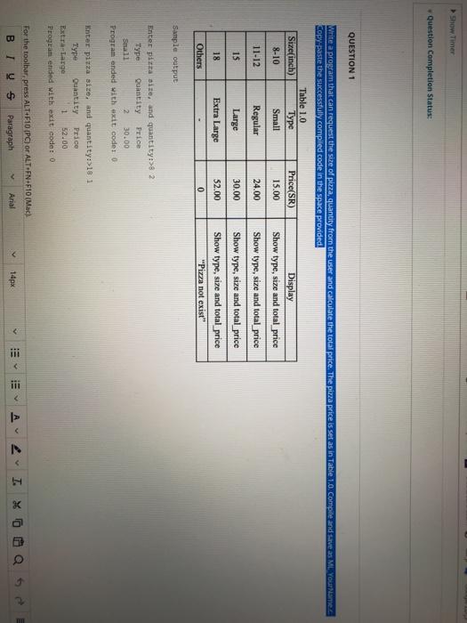 Solved Show Timer Question Completion Status: QUESTION 1 | Chegg.com