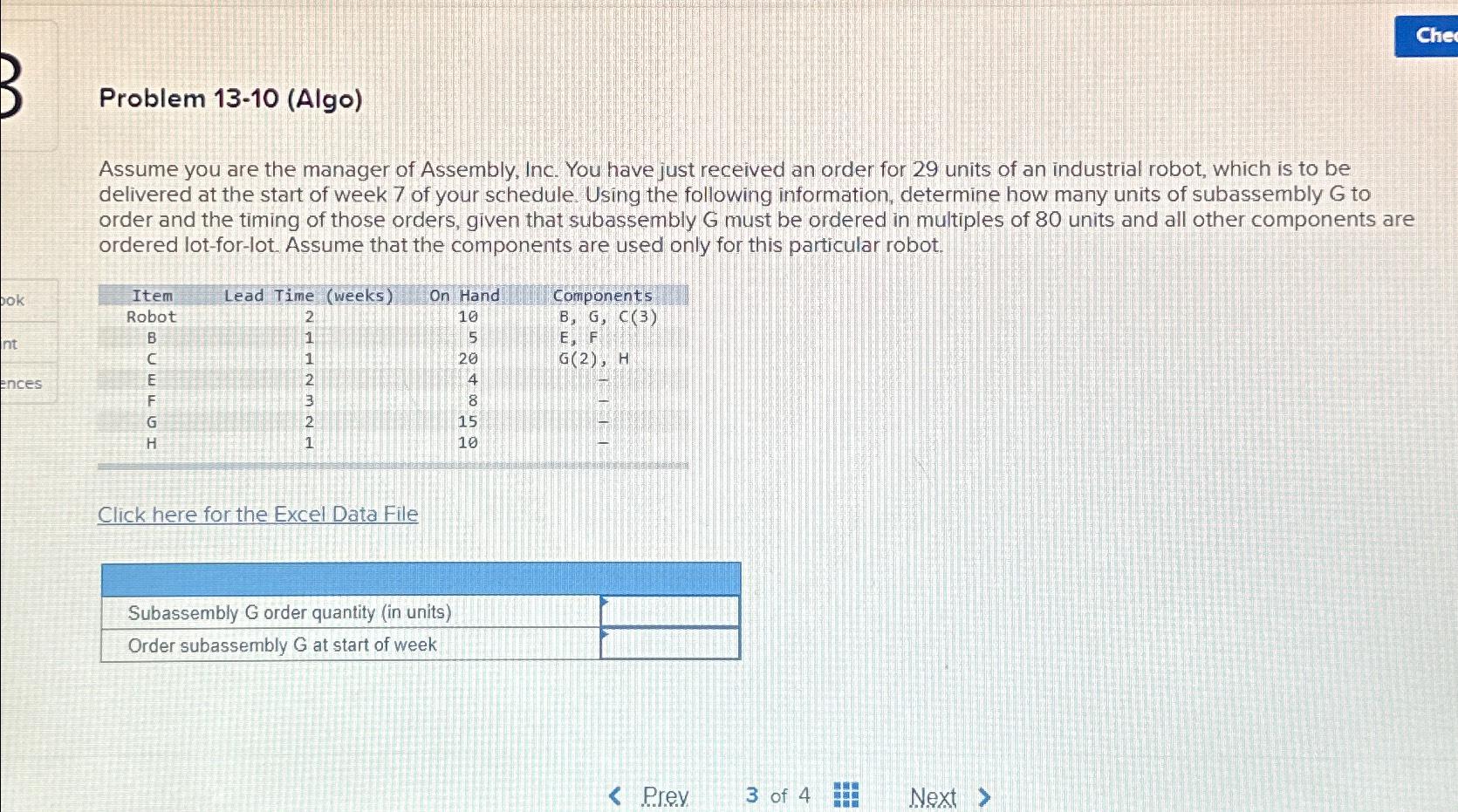 Solved Problem 13-10 (Algo)Assume you are the manager of | Chegg.com