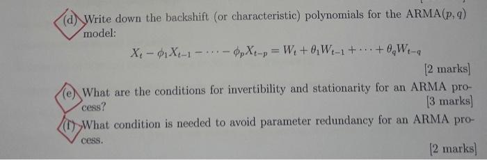 Solved (d) Write down the backshift (or characteristic) | Chegg.com