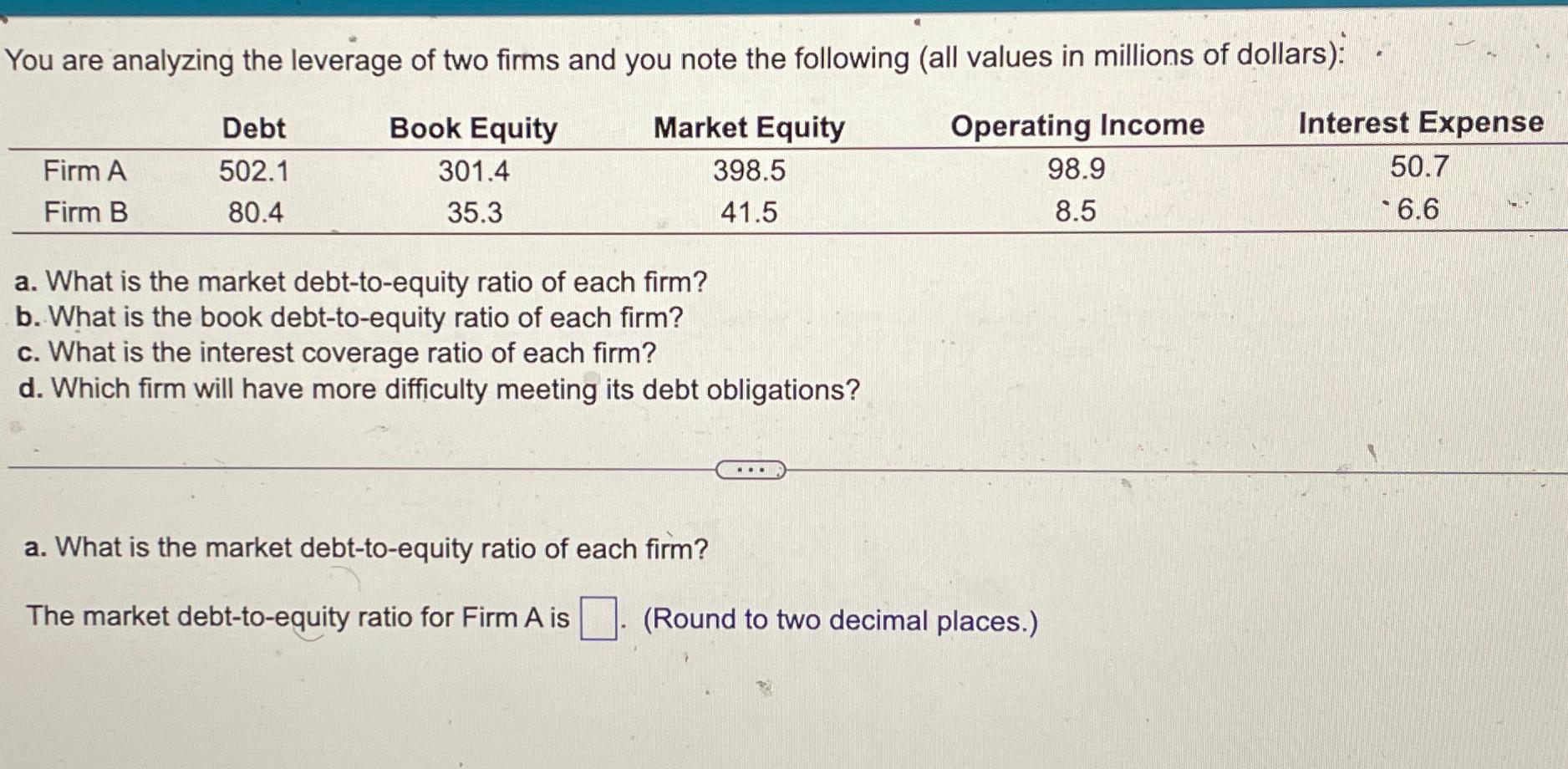 Solved You are analyzing the leverage of two firms and you | Chegg.com