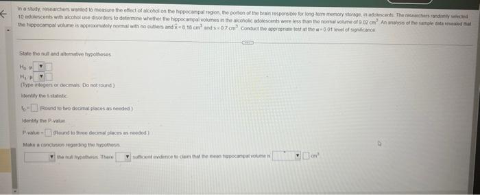 Solved State tho nus and atumative hyootheses (type integent | Chegg.com