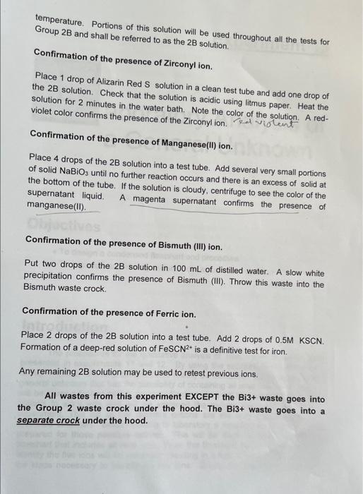 Solved Experiment 12 ualitative Analysis of Group 2 Cations | Chegg.com