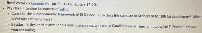 - Read Voltaire's Candide, B. pp. 91-121 (Chapters | Chegg.com