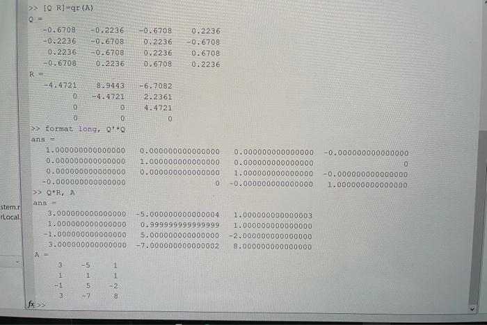 Page 3 of 3 MATLAB Project: QR Factorization 3. | Chegg.com