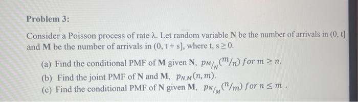 Solved Problem 3: Consider a Poisson process of rate λ. Let | Chegg.com