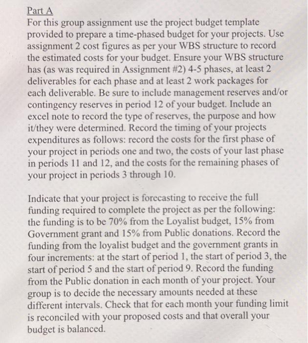 Solved Part A For this group assignment use the project | Chegg.com