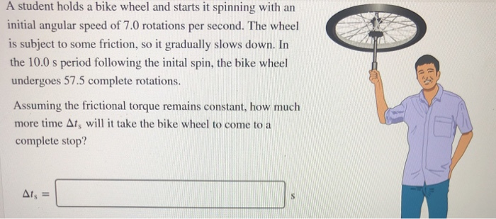 Solved A student holds a bike wheel and starts it spinning | Chegg.com